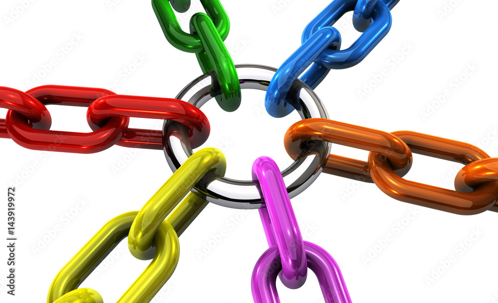 Business Teamwork Chains In Different Colors Concept Stock Illustration ...