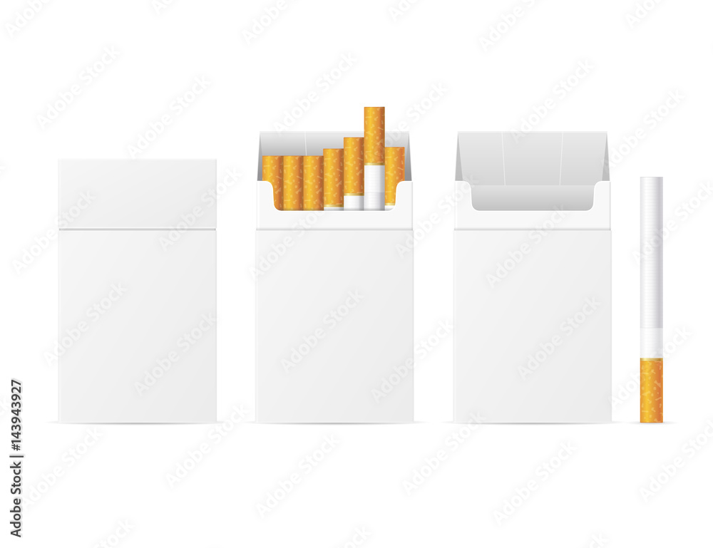 Realistic Template Blank White Cigarette Pack. Vector Stock Vector ...