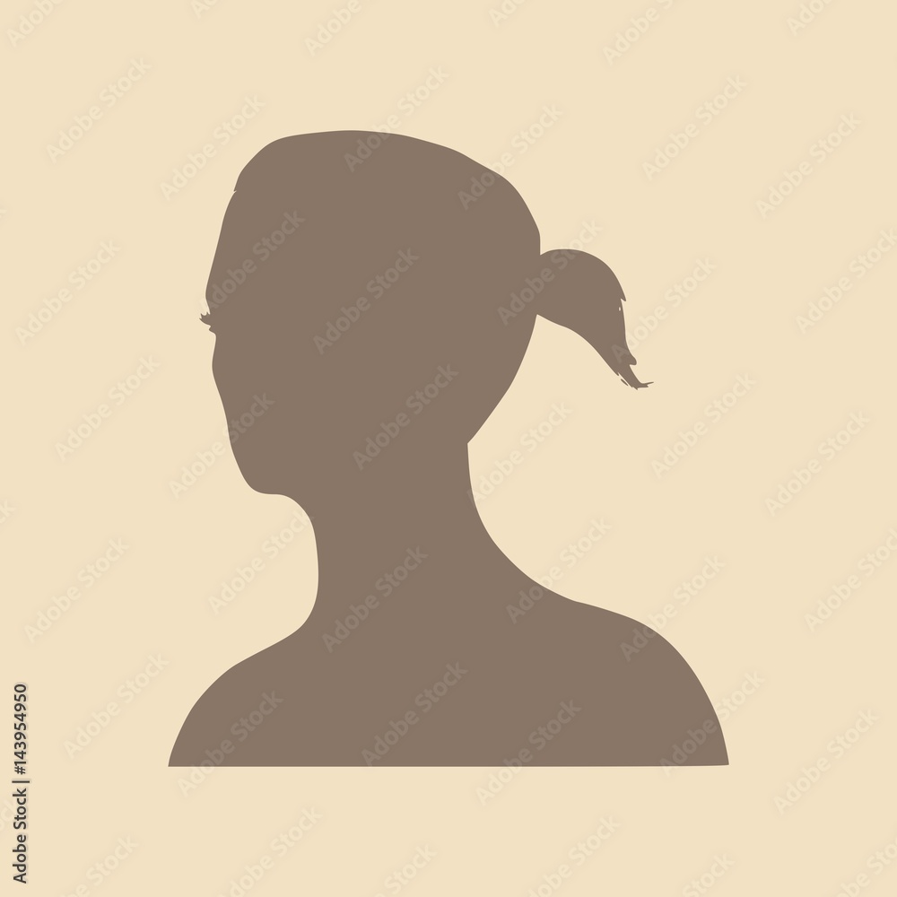 Face half turn view. Elegant silhouette of a female head. Vector ...