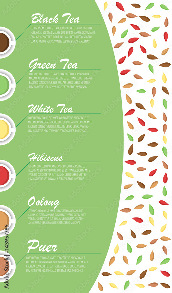 Tea types with names and text sample. Flat style. Stock Vector | Adobe ...