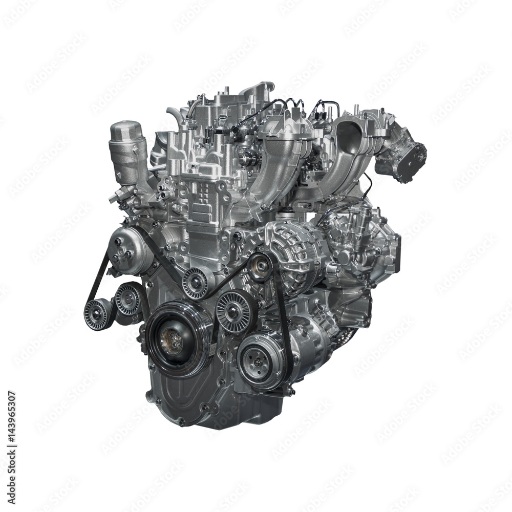 Car engine. Concept of modern car engine isolated on white background ...