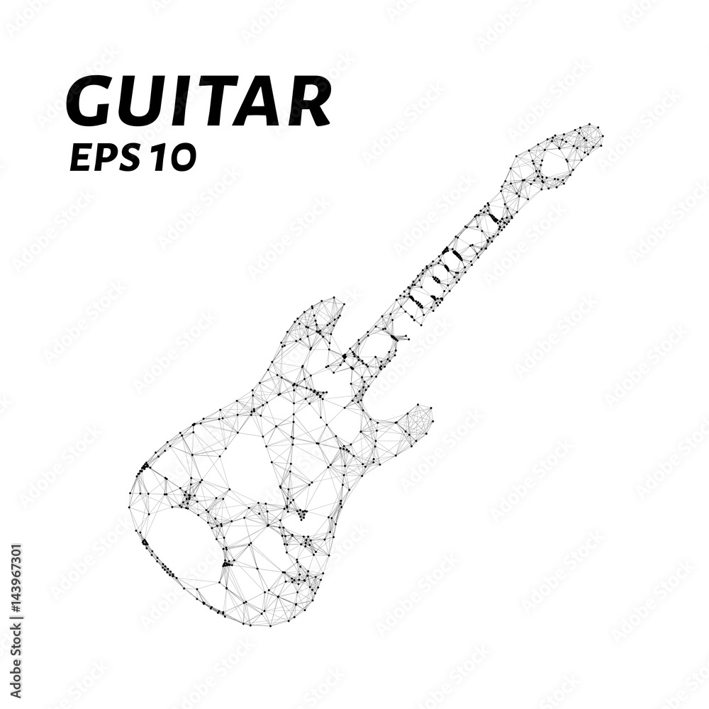 The guitar is composed of points, lines and triangles. The polygon ...