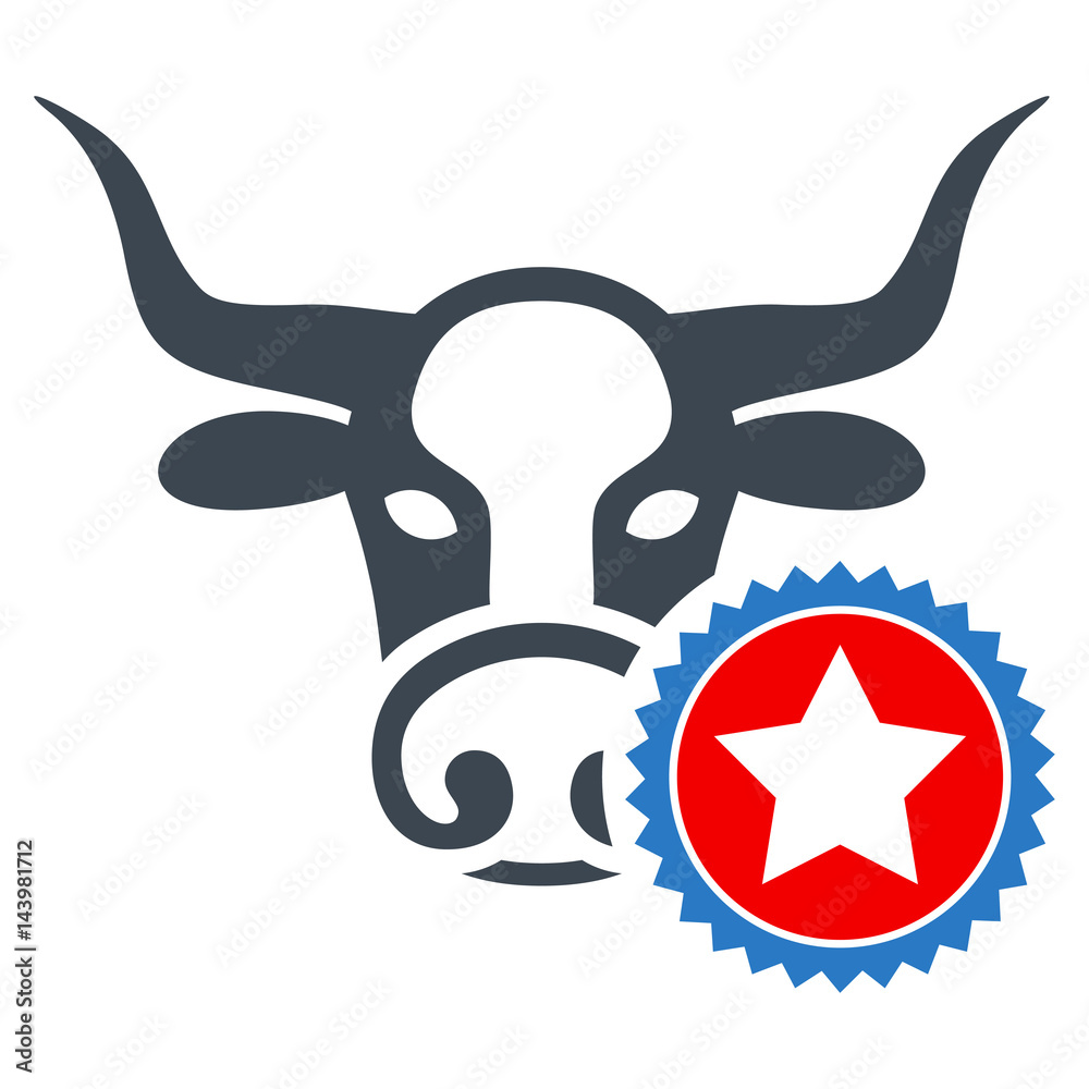 Cow Stamp flat vector pictogram. An isolated illustration on a white ...