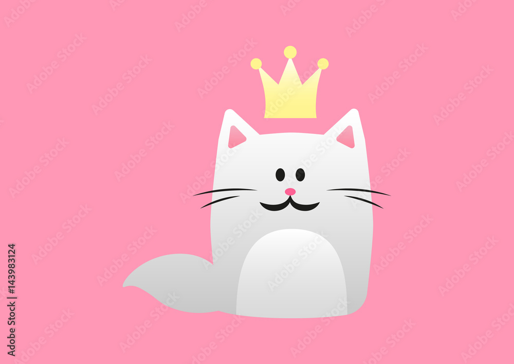 Cute cartoon vector cat princess with crown Stock Vector | Adobe Stock