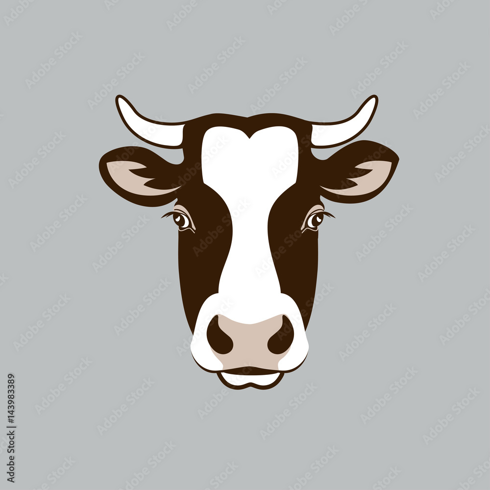 cow head / Vector image of a cow head design on grey background, Vector ...