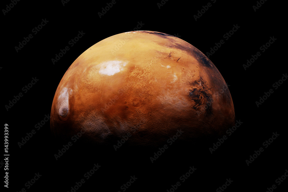 Mars in natural colours in front of a black background Stock ...