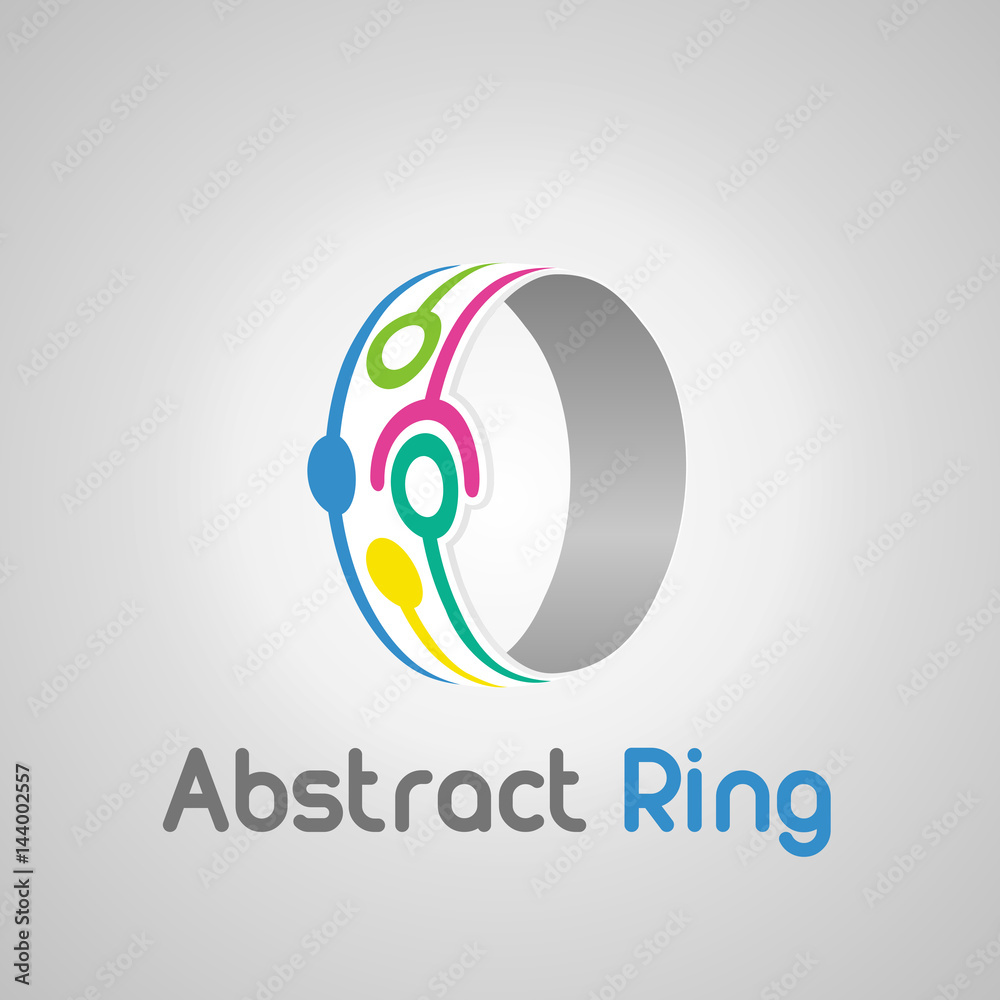 Abstract vector logo ring design elements. Network isolated logotype on ...