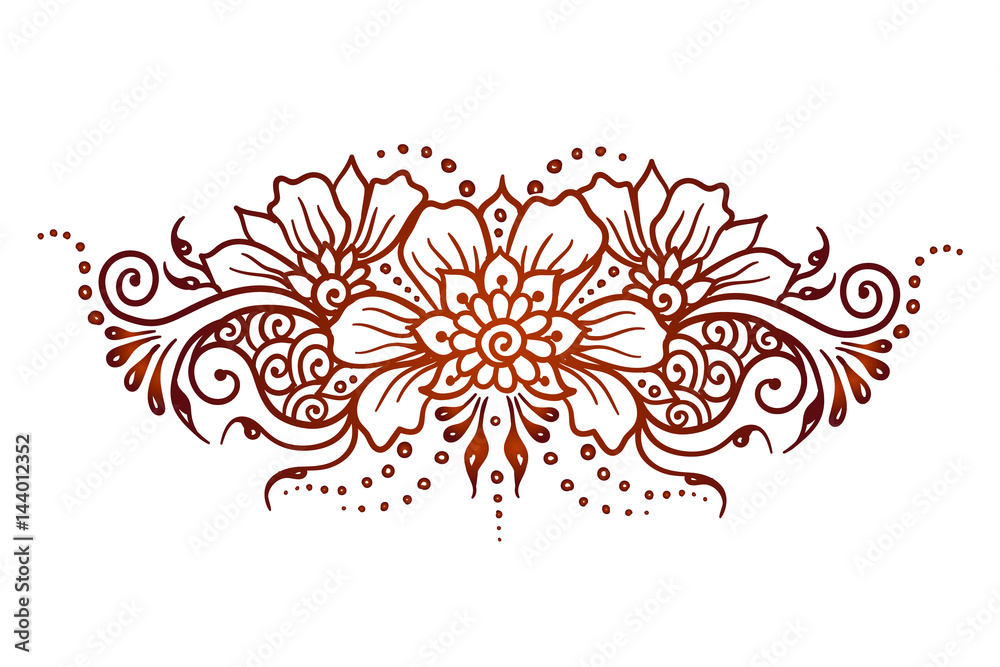 Vector ethnic mehndi pattern. Template mehndi ornament. Hand drawn ...