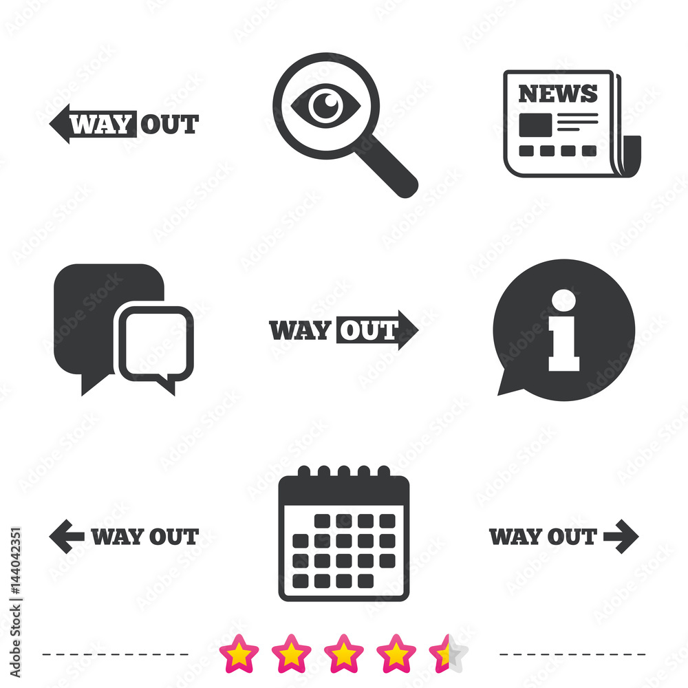 Way out icons. Left and right arrows symbols. vector de Stock | Adobe Stock