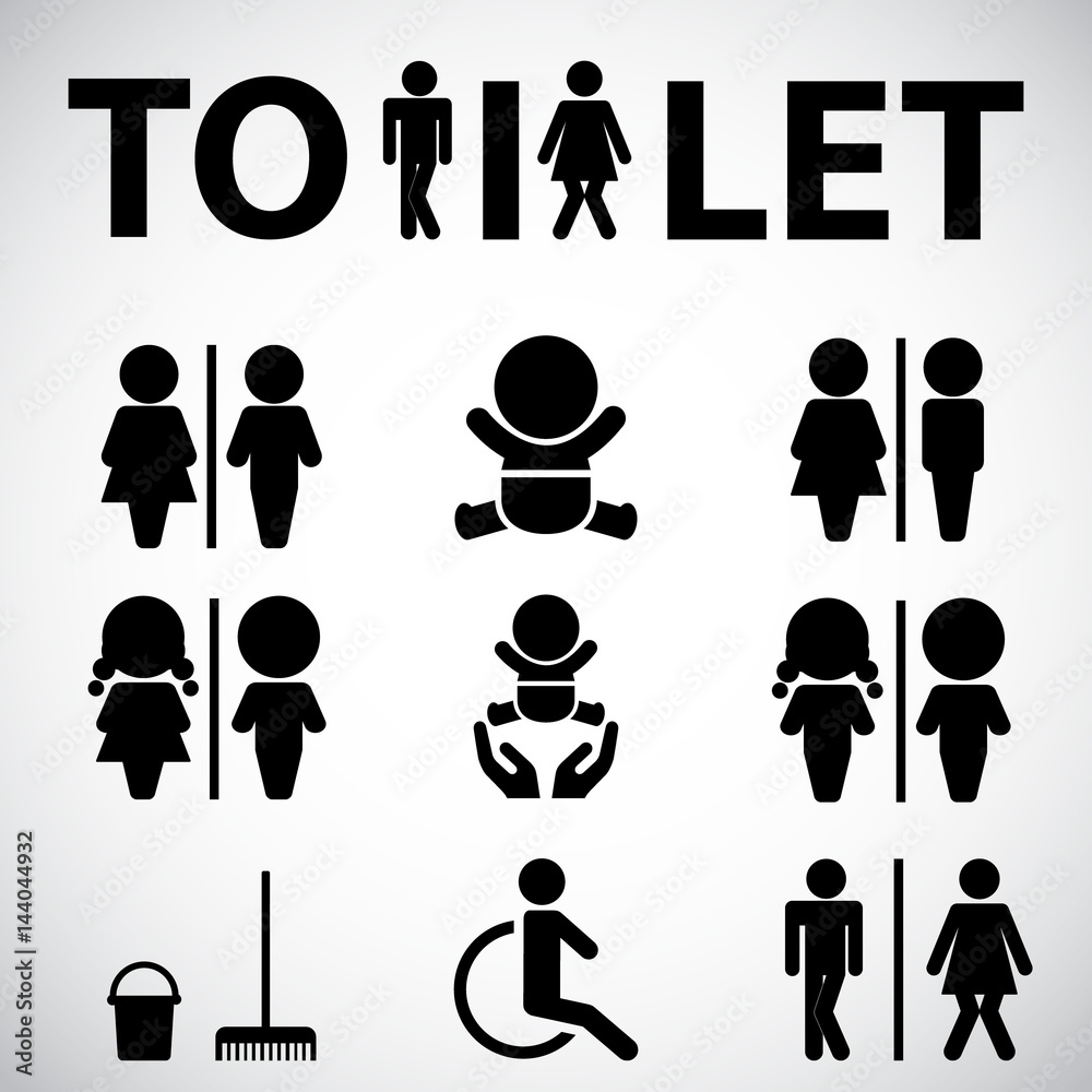 WC icon. Toilet sign. Vector Illustration icons for print and web ...