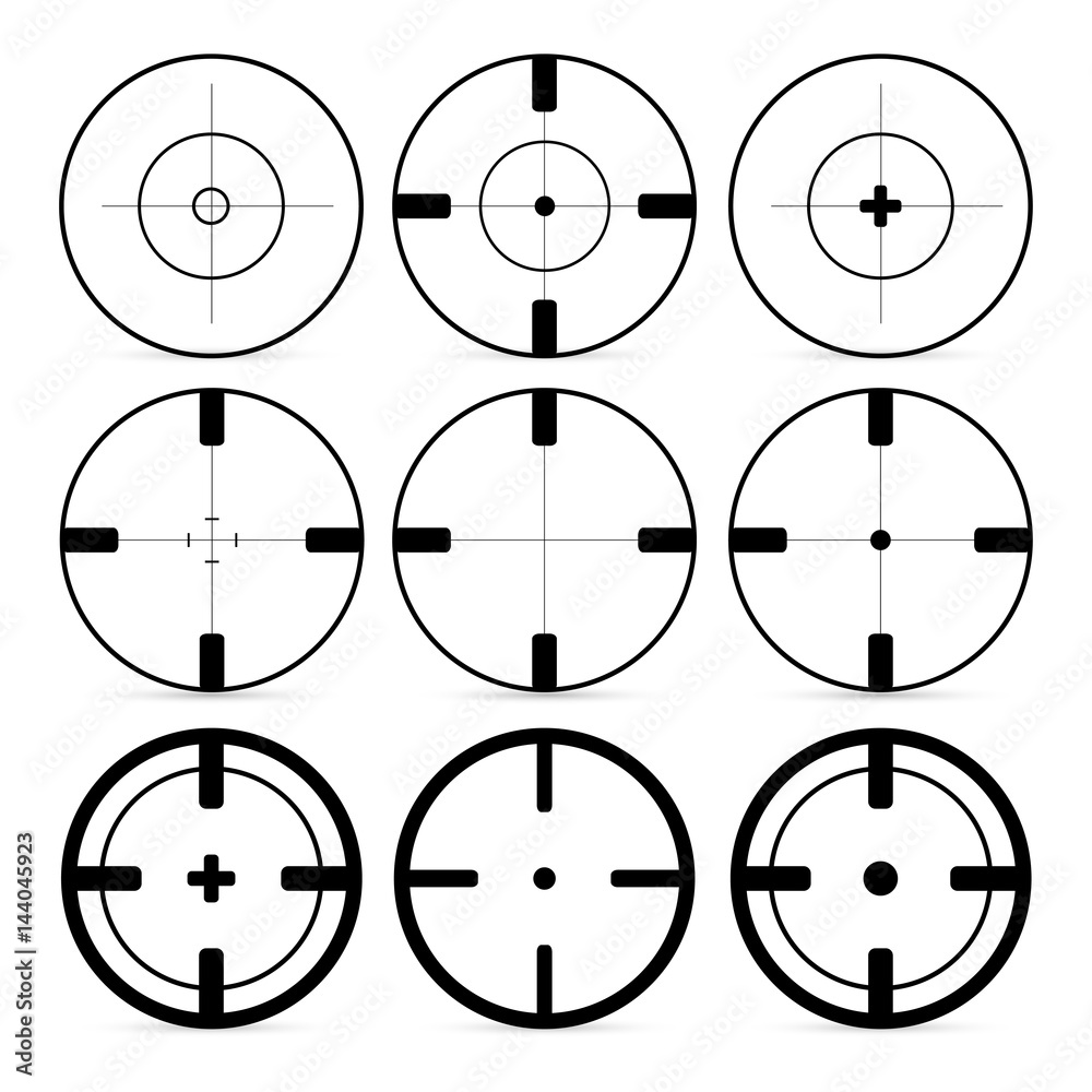 Set of 9 Targets icons in flat style. Crosshair set Stock Vector ...