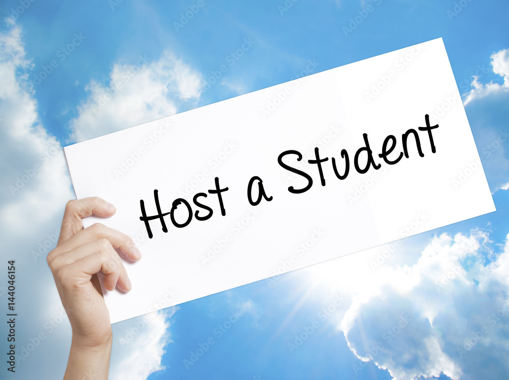 Host a Student Sign on white paper. Man Hand Holding Paper with text ...