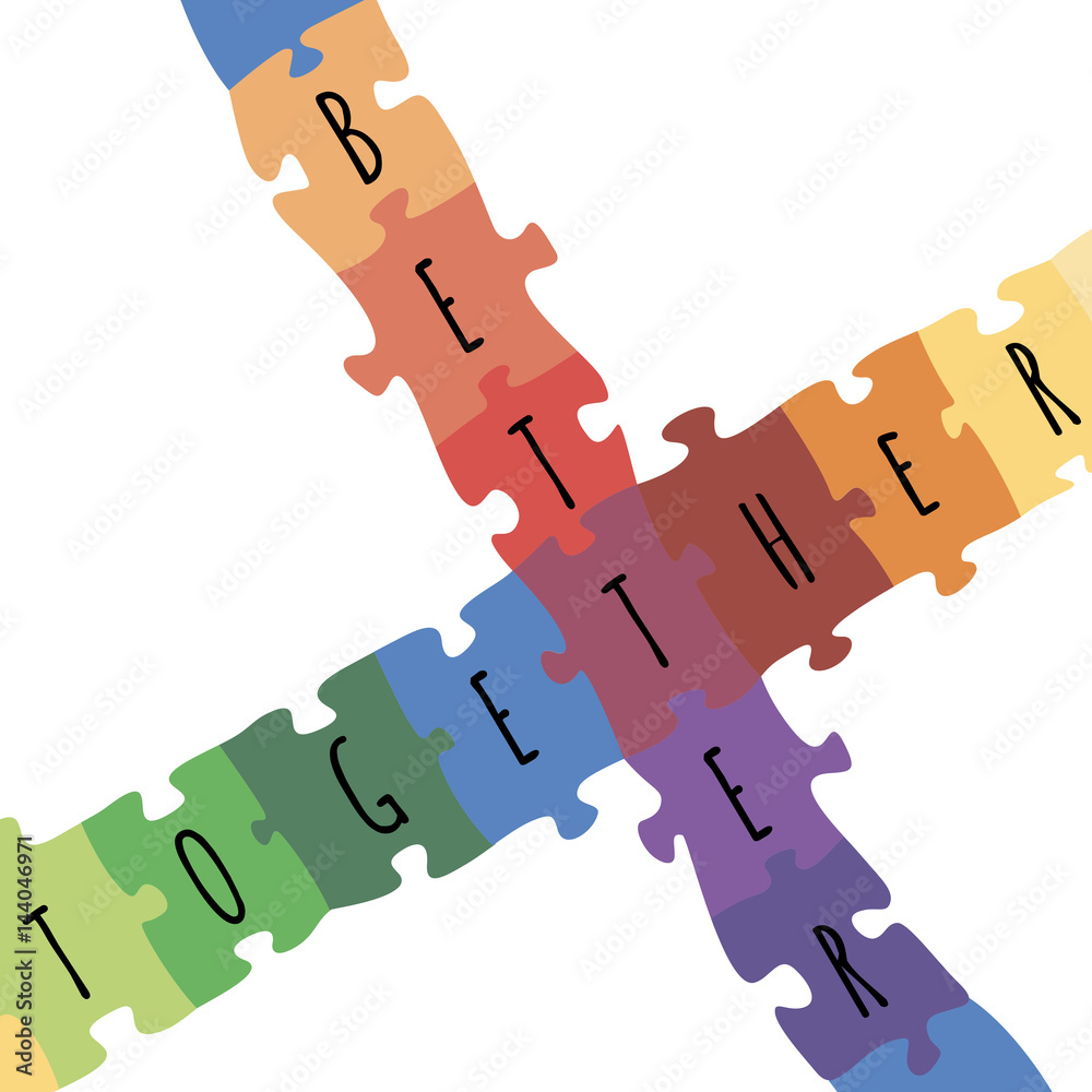 Better together logotype design made of puzzle vector colorful ...