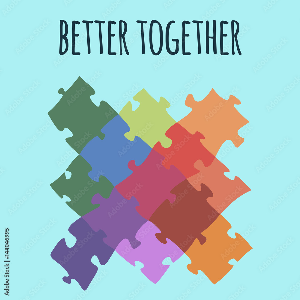 Better together logotype design made of puzzle vector colorful ...
