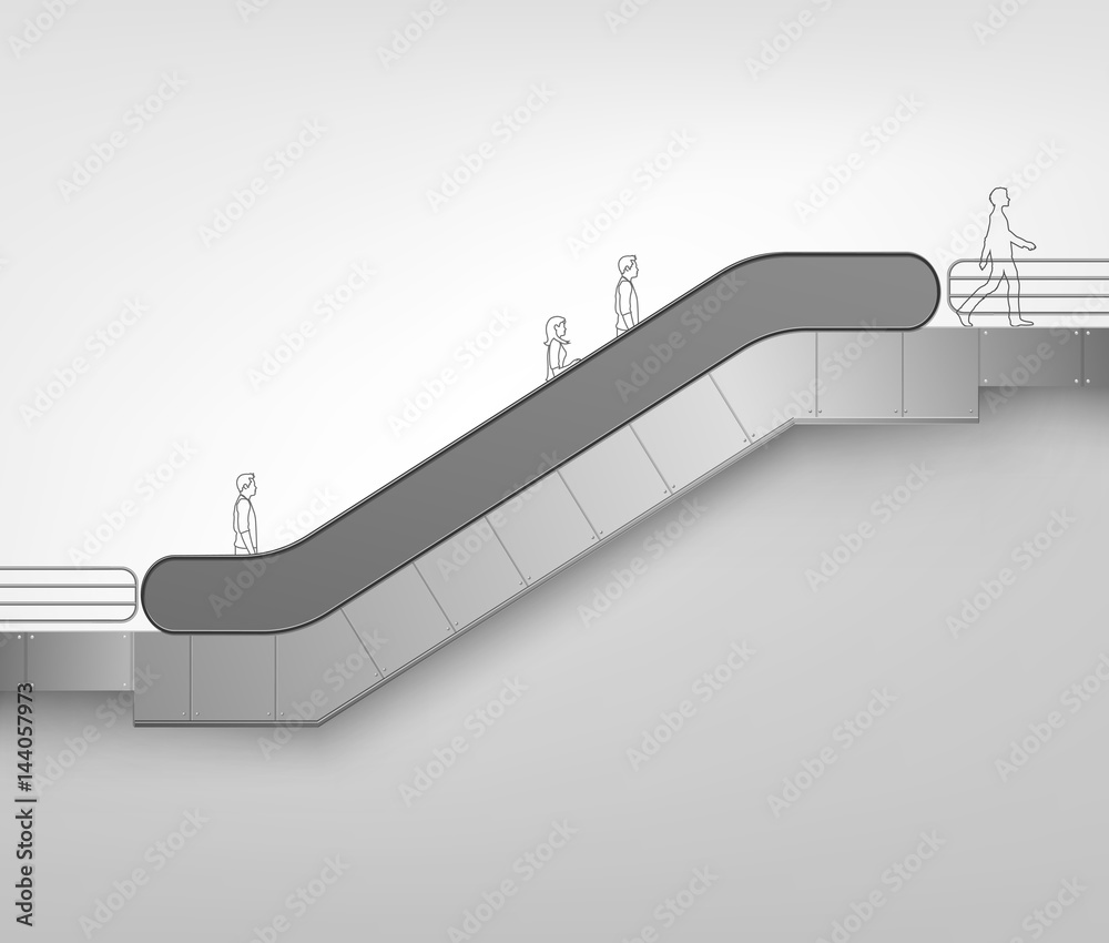Vector Modern Escalator with Place for Advertising Side view Isolated ...