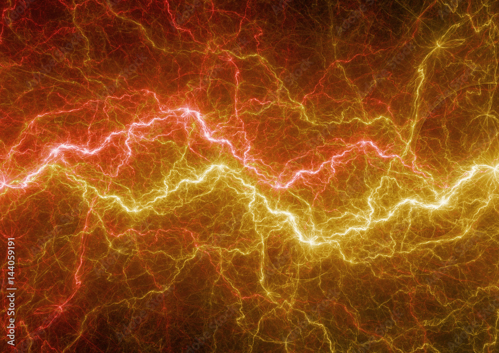 Red and gold electrical lightning, abstract power background Stock ...