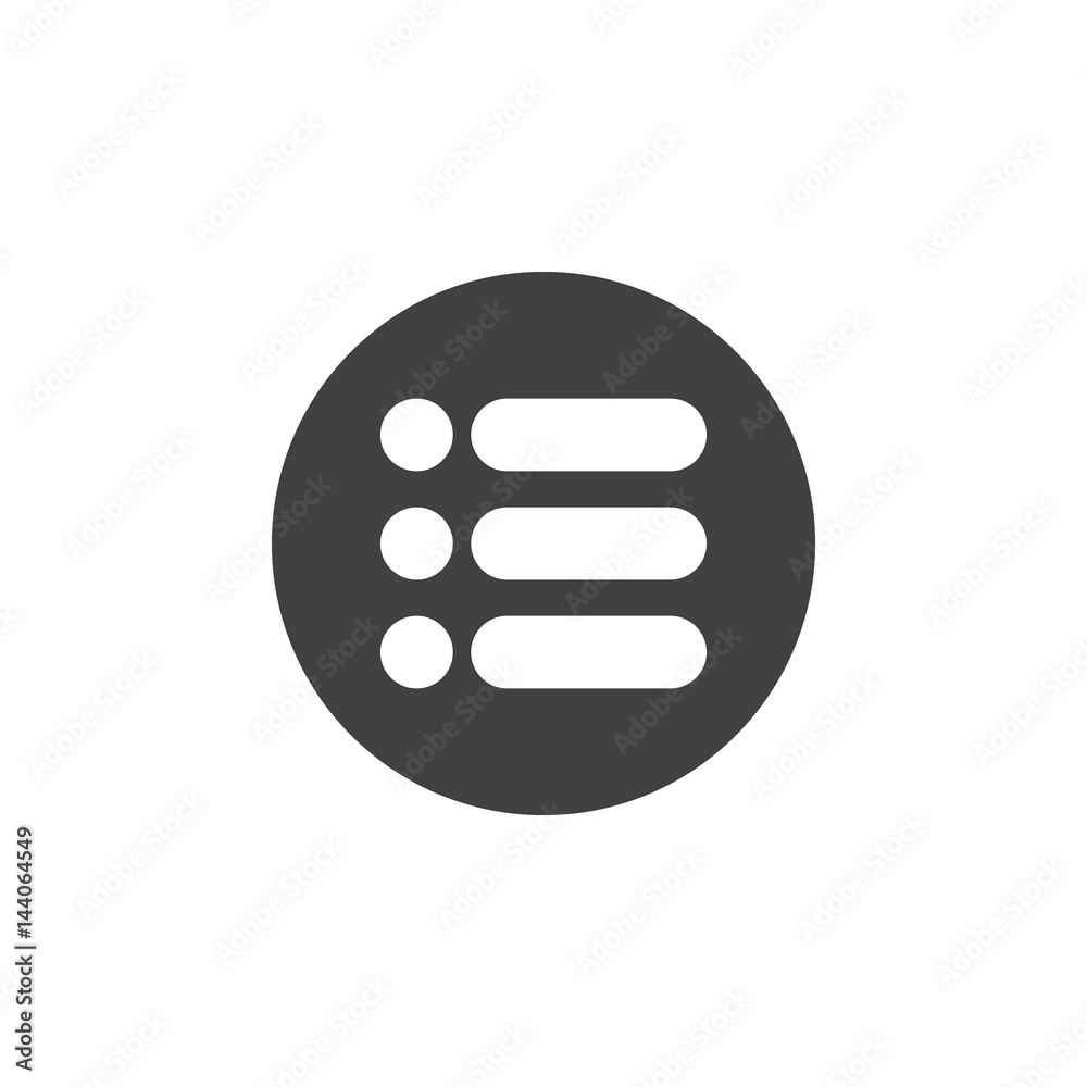 Menu, options flat icon. Round simple button, circular vector sign ...