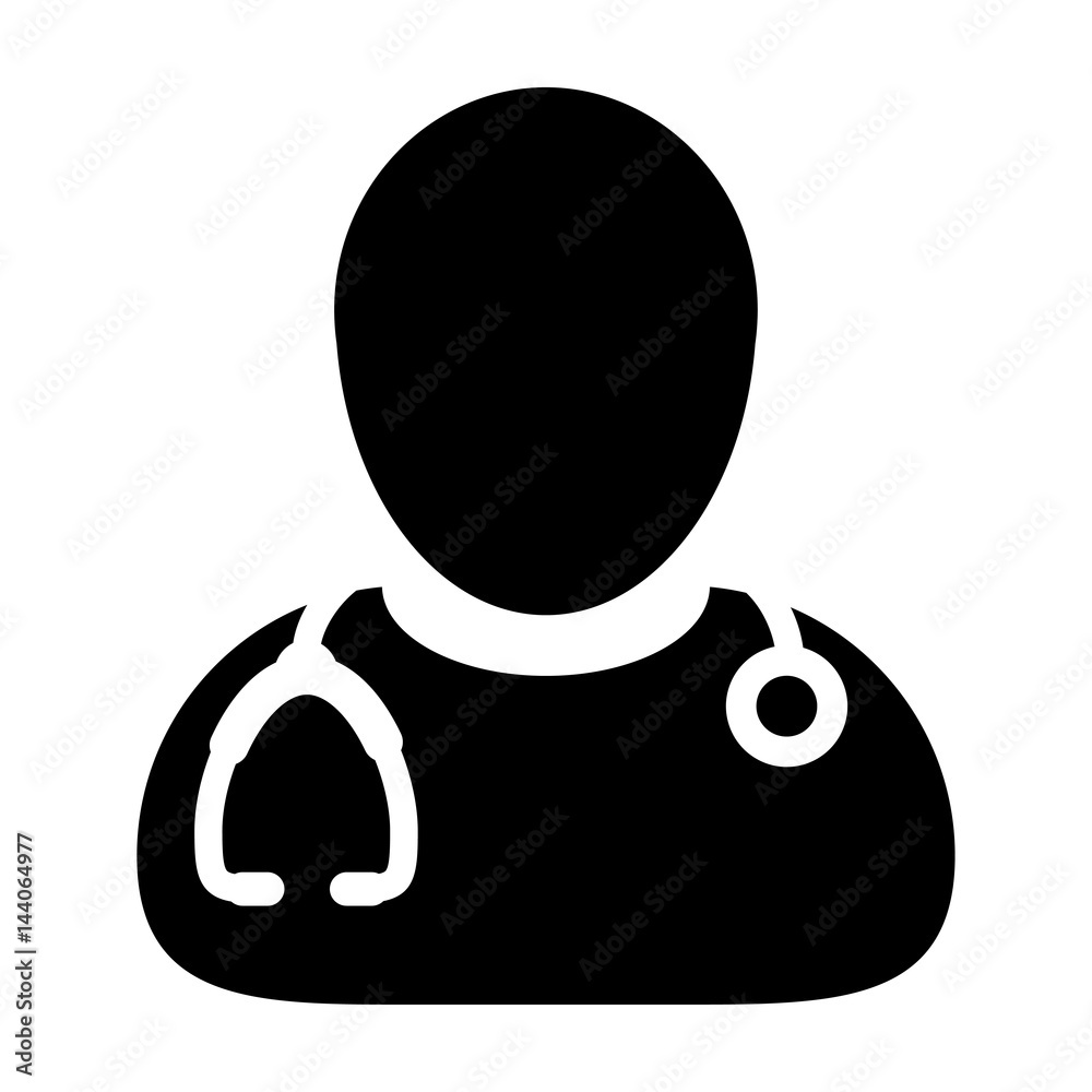 Doctor Icon - Vector Physician With Stethoscope In Glyph Pictogram ...