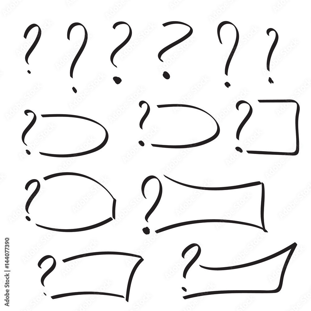 Set of vector question mark with text box hand drawn. Sketch style ...