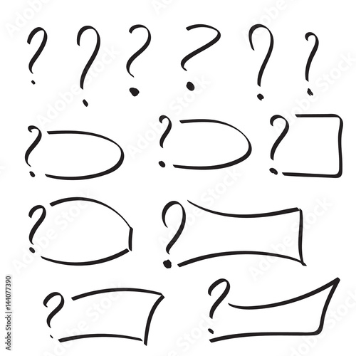 Set of vector question mark with text box hand drawn. Sketch style ...