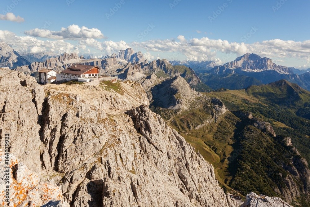 Lagazuoi hut, one of the most elevated mountain huts in the Dolomites ...
