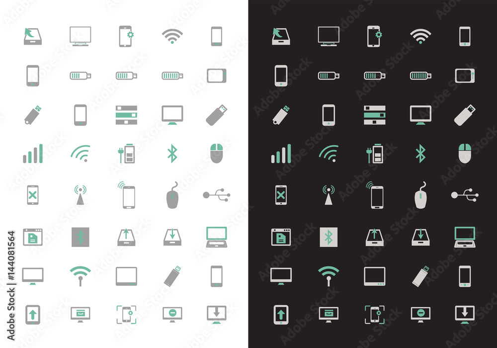 Cute technological icon set. Cute colors. Stock Vector | Adobe Stock