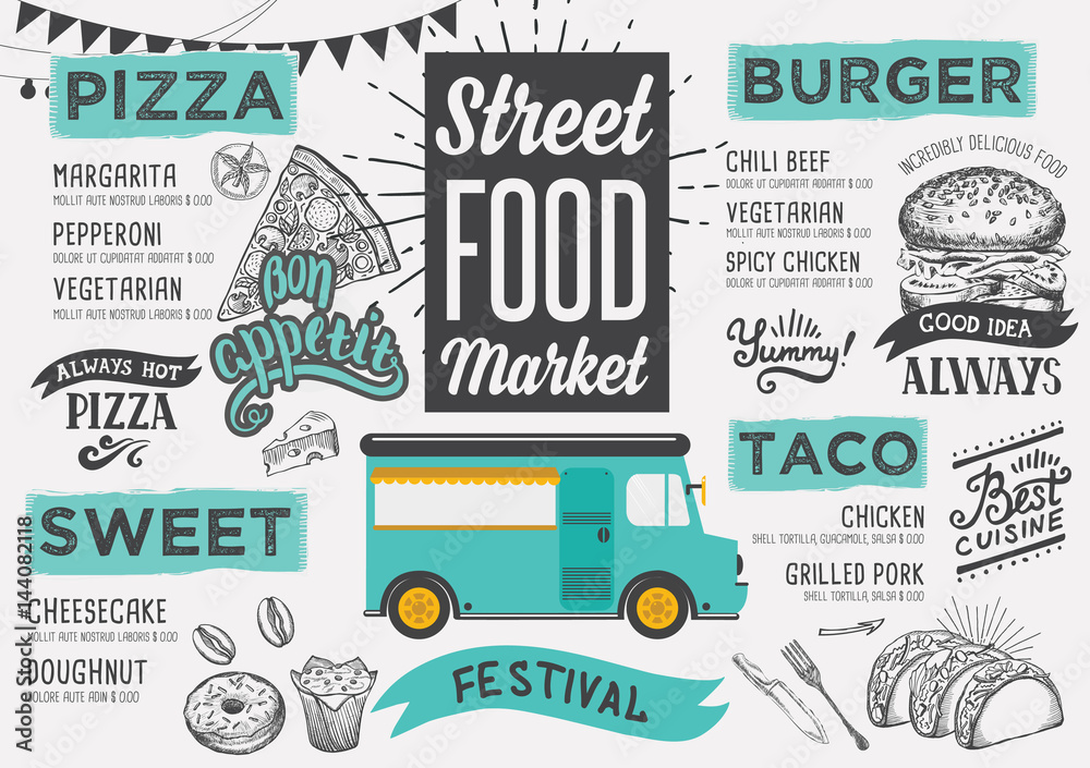 Poster Street food menu, design template. – Wall Art | UkPosters