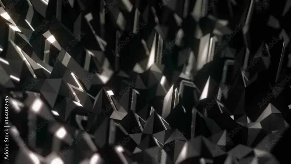 Sharp Crystal Field Loop 1F: dark monochrome landscape with depth-of ...