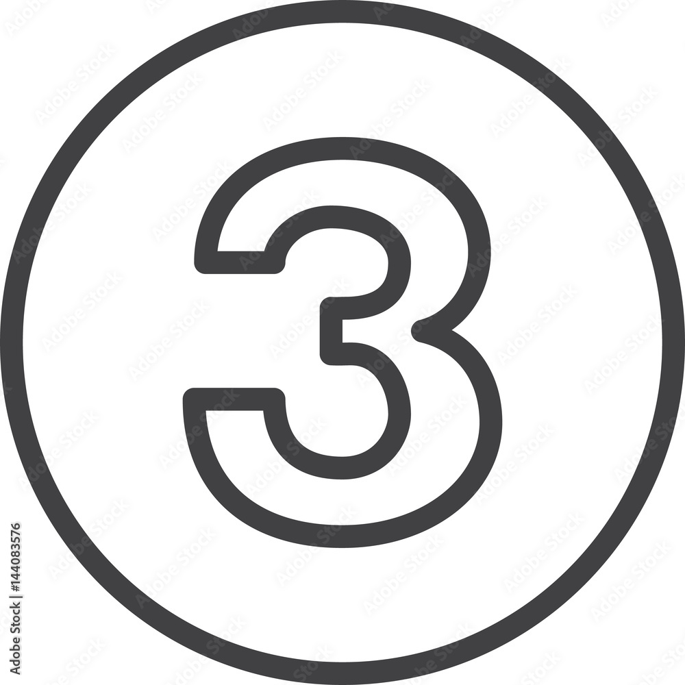 Three, Number 3 line icon, linear circular sign Stock Vector | Adobe Stock
