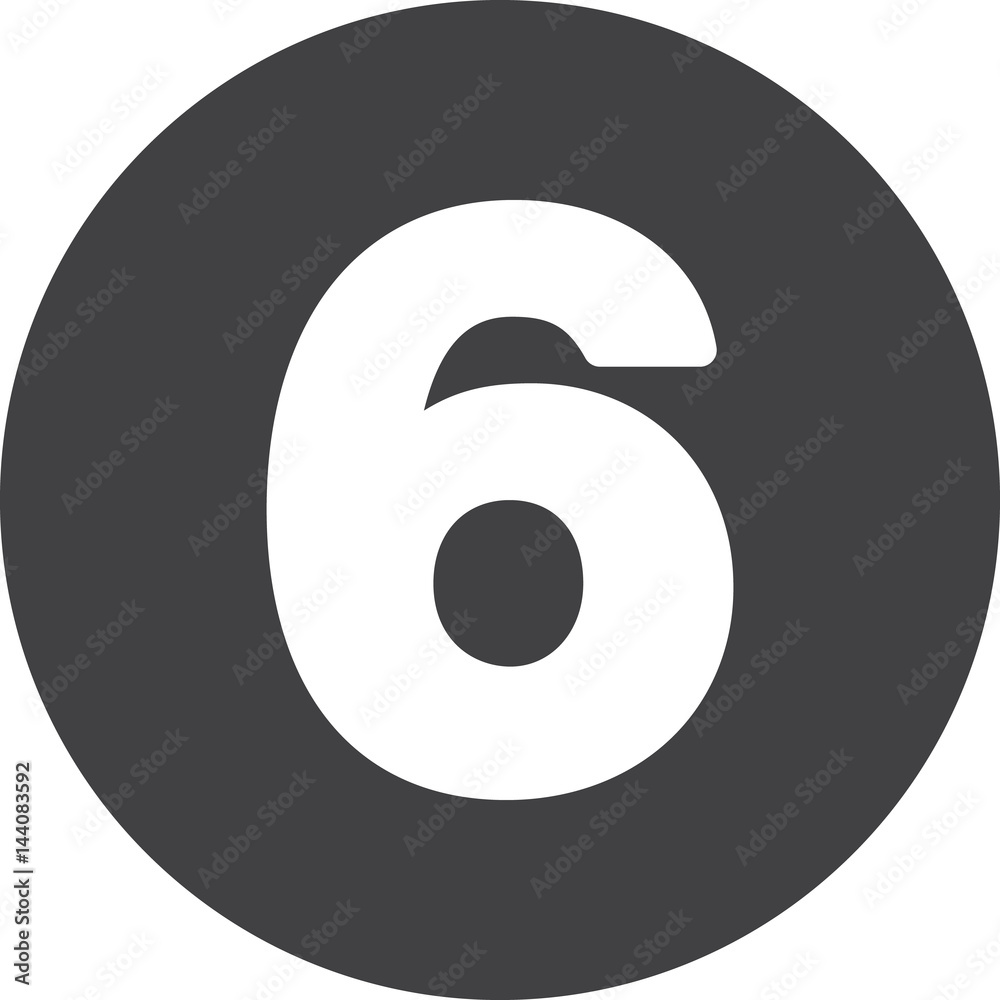 Six, Number 6 flat icon, circular sign Stock Vector | Adobe Stock