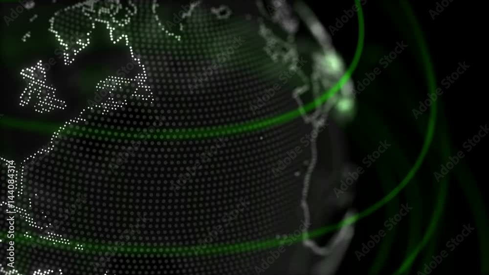 Digital Planet Earth Loop 1C: 360 degrees rotating globe focused on northern hemisphere with ...