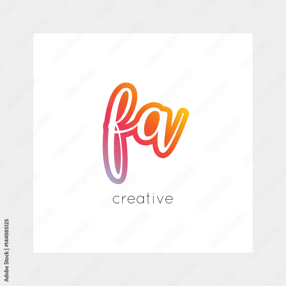 FA logo, vector. Useful as branding, app icon, alphabet combination ...