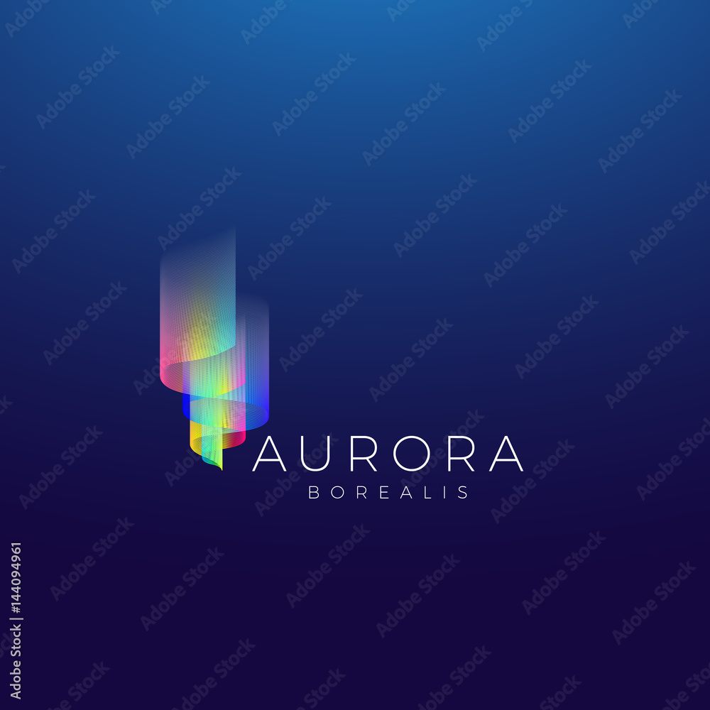 Aurora Borealis Abstract Vector Sign, Emblem or Logo Template. Premium ...
