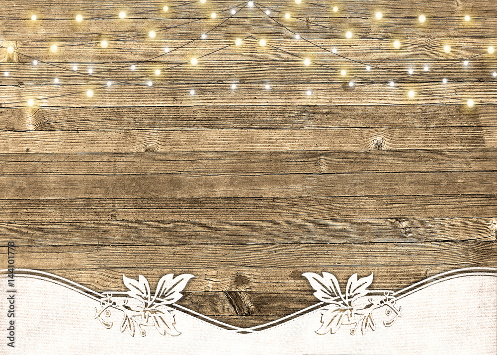 string of lights on rustic wood with textured border Stock Illustration ...