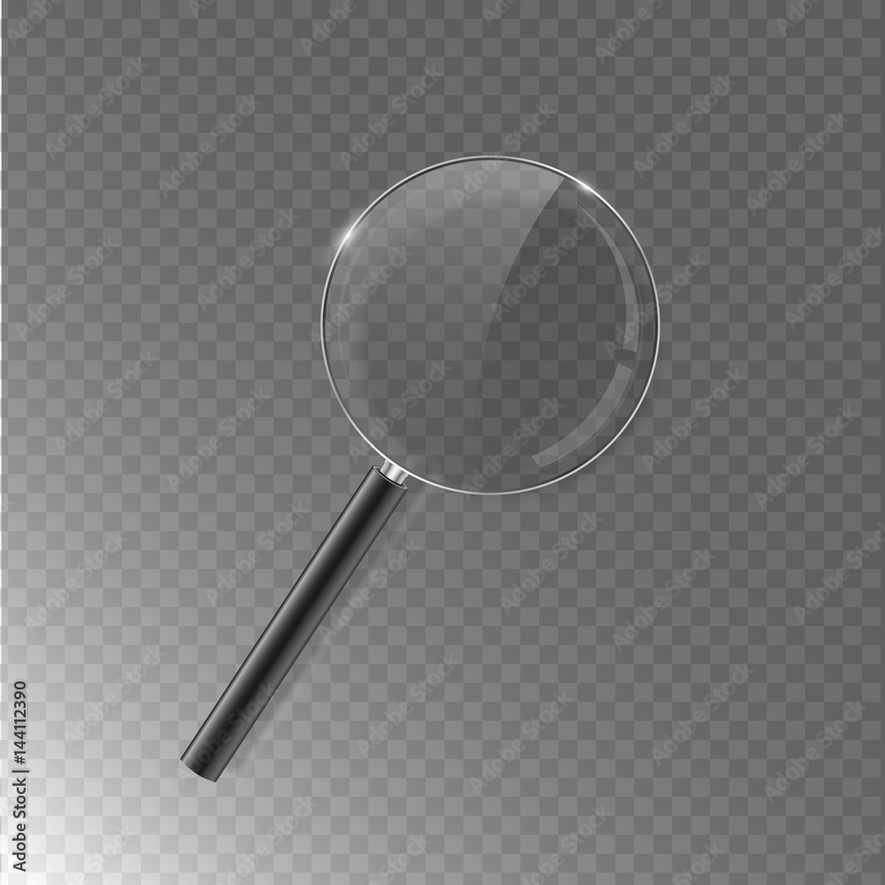 Magnifying glass Realistic isolated transparent and 3d background Stock ...