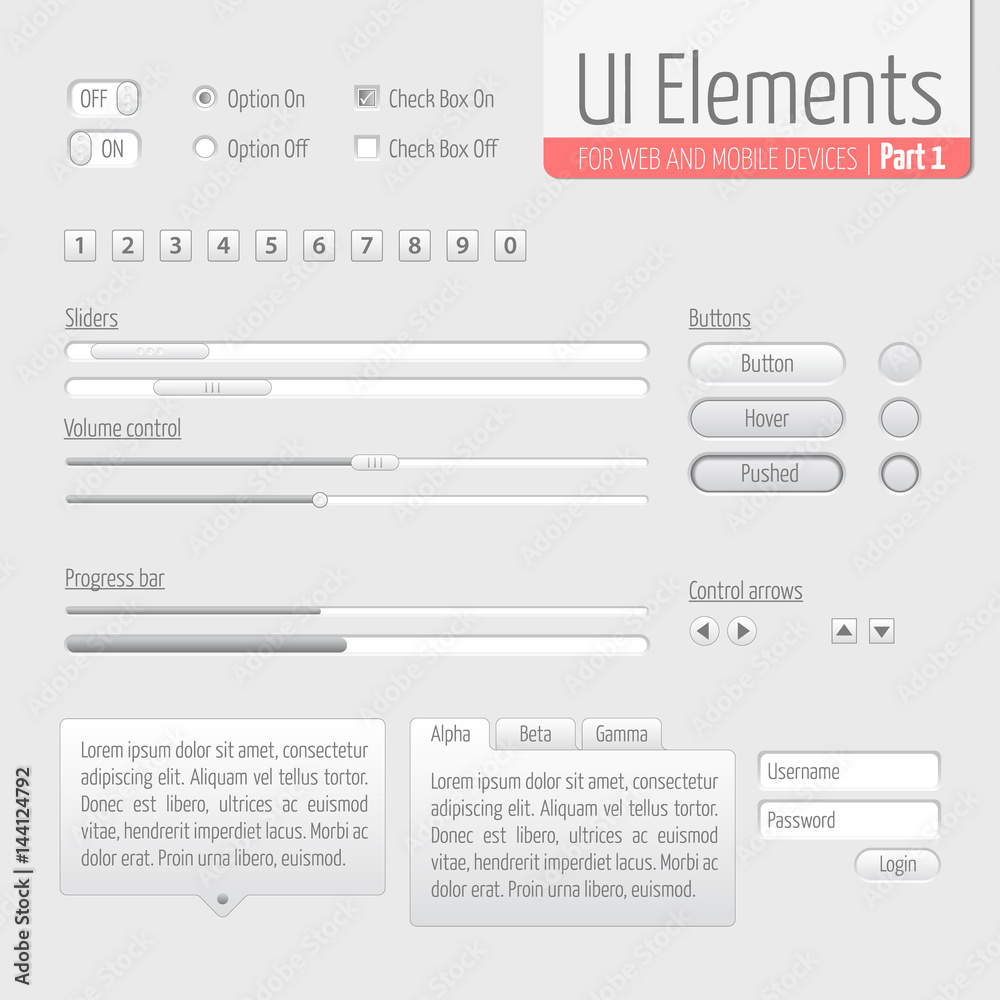 Light UI Elements Part 1: Sliders, Progress bar, Buttons, Authorization ...