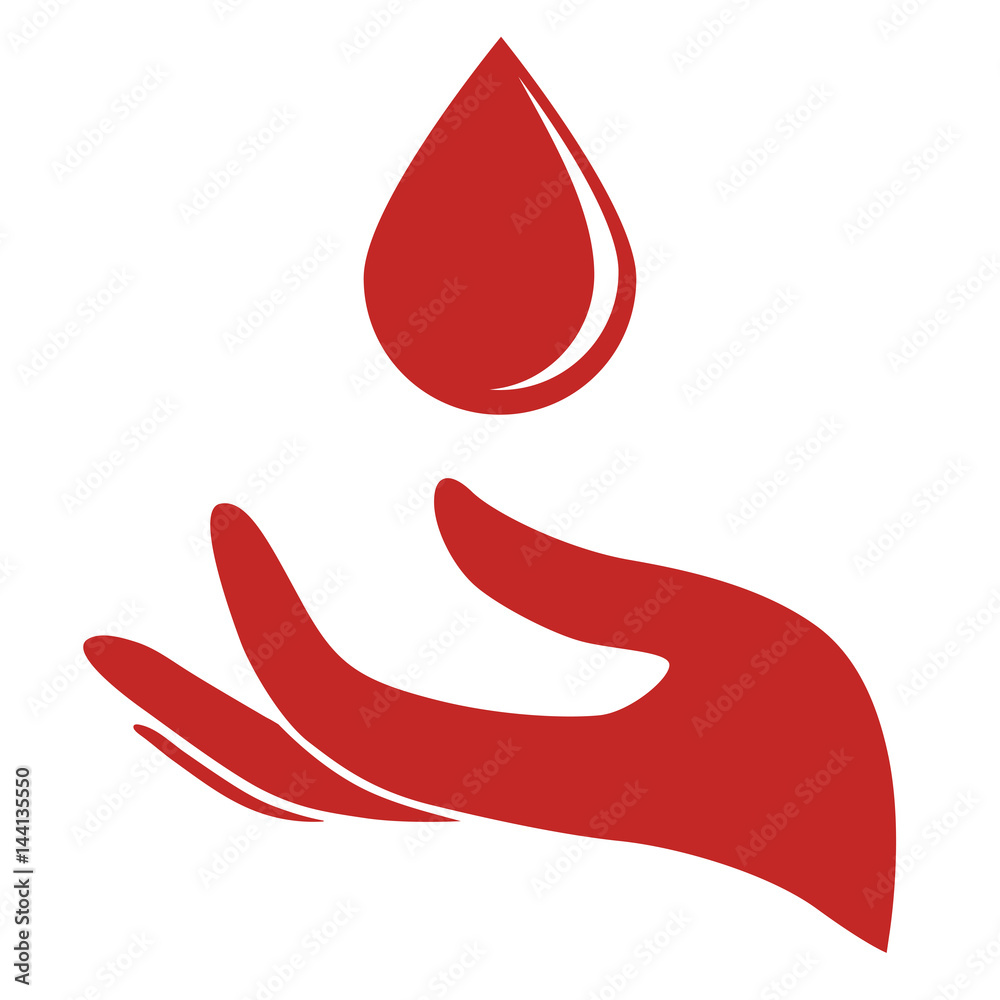Hand with a drop of blood on a white background Stock Vector | Adobe Stock