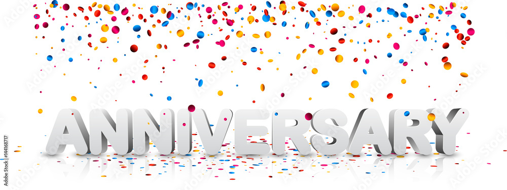 Anniversary banner with colorful confetti. Stock Vector | Adobe Stock
