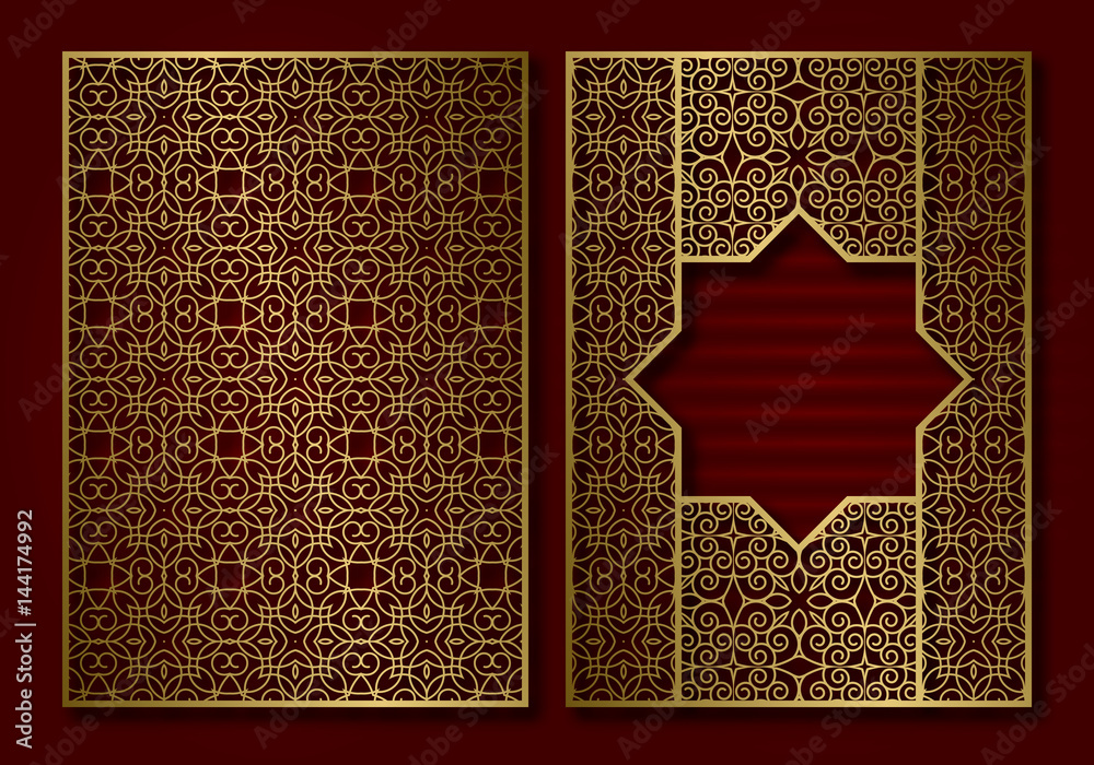 Golden vintage book cover template. Face and back of booklet design ...