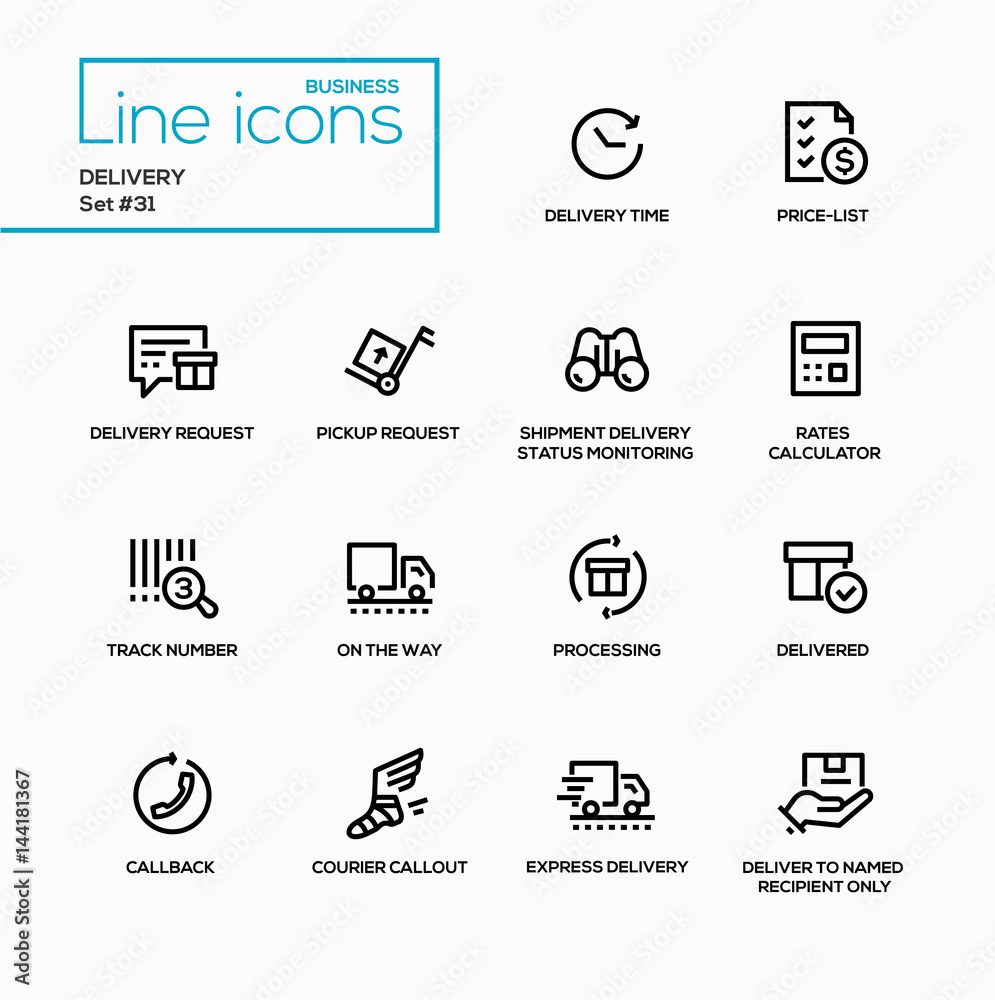 Delivery - modern vector single line icons set Stock Vector | Adobe Stock