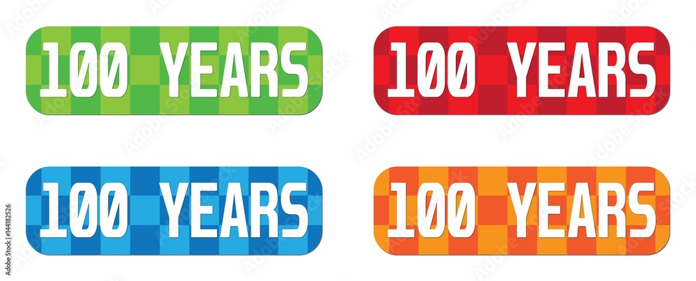 100 YEARS text, on rectangle, zig zag pattern stamp sign. Stock ...