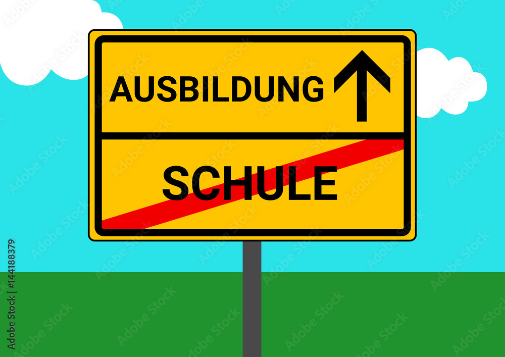 Schild Ortsausgang Schule Ausbildung vector de Stock | Adobe Stock