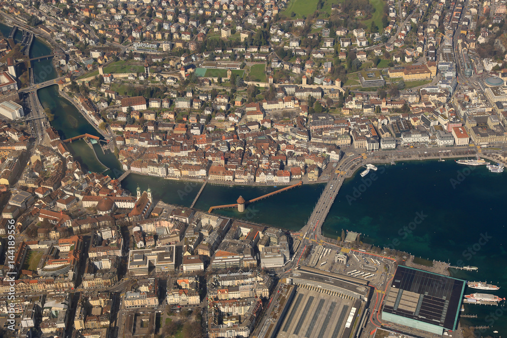 Luzern Kapellbrücke Brücke Innenstadt City Stadt Schweiz Luftbild foto ...