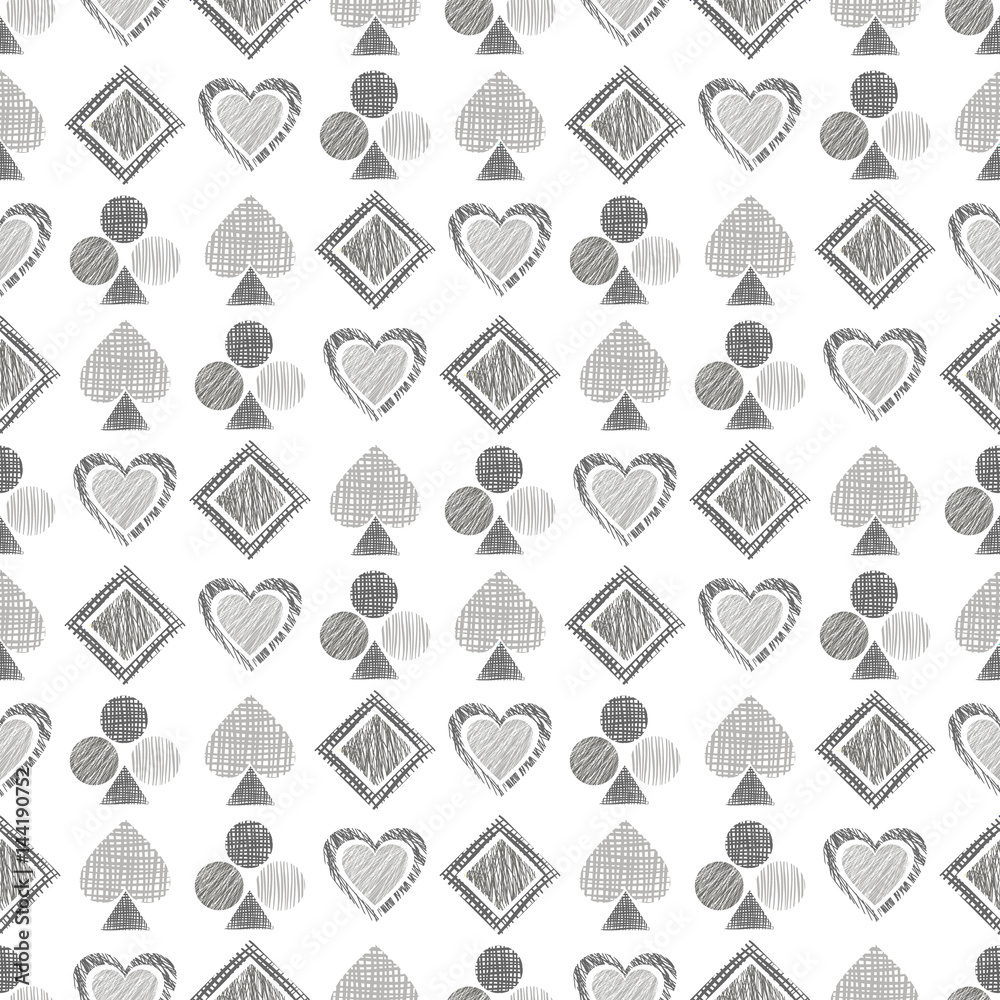 Seamless vector geometrical pattern with icons of playing cards ...