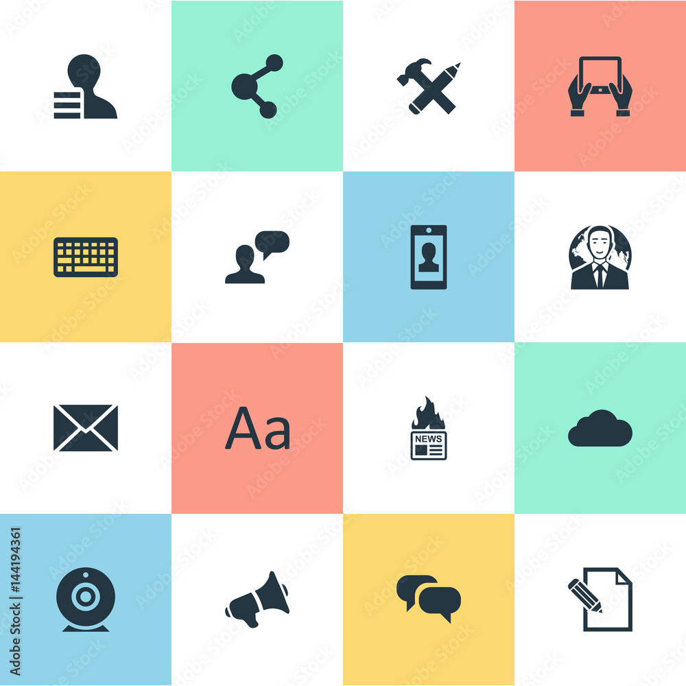Vector Illustration Set Of Simple User Icons. Elements Post, Document ...