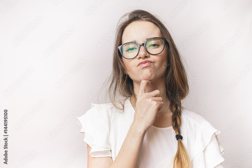 Skeptical face woman Stock Photo | Adobe Stock