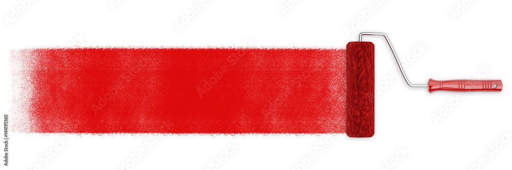 Farbrolle malt rote Linie an Wand Stock Illustration | Adobe Stock
