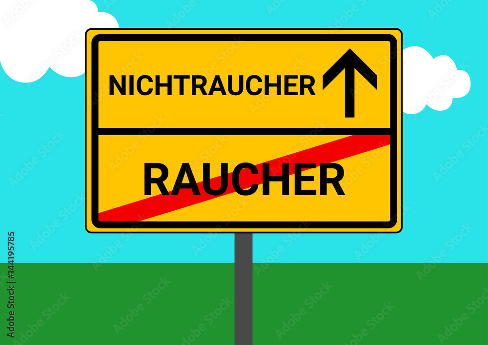 Schild Ortsausgang Raucher Nichtraucher vector de Stock | Adobe Stock