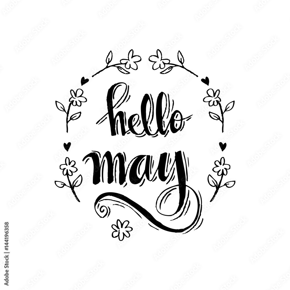 Hello May Hand Lettering Inscription. Stock Illustration | Adobe Stock