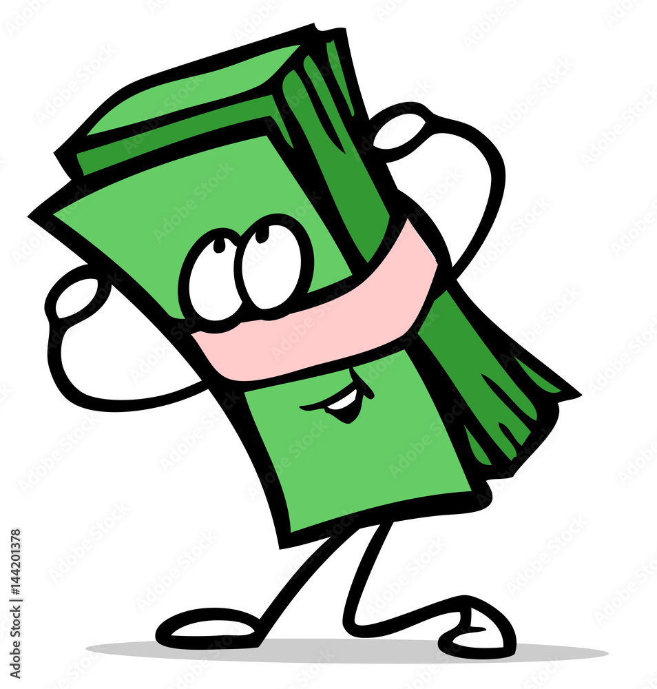 Cartoon Geldschein Figur als Symbol für Reichtum Stock Illustration ...